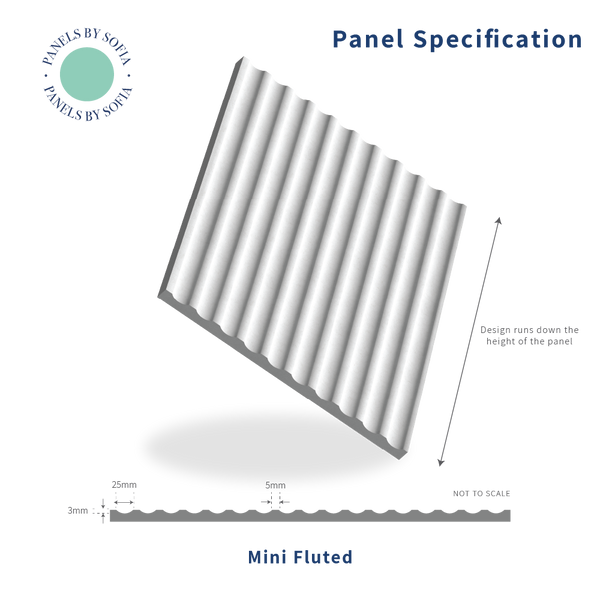 Mini Fluted Wall Panels | Panels by Sofia | UK Made MDF Wood Panelling