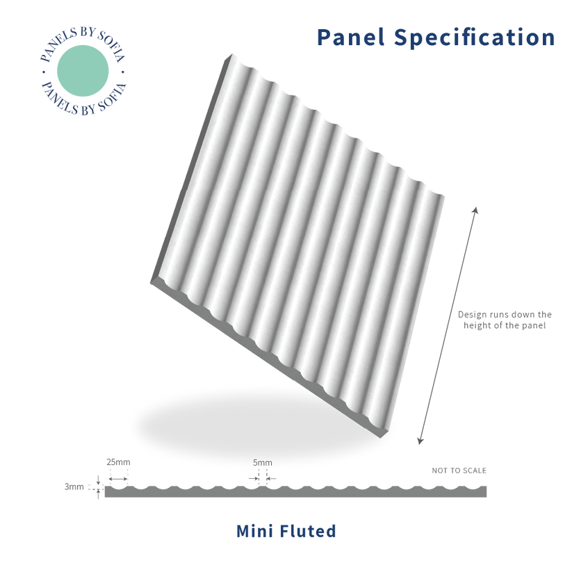 Mini Fluted Wall Panels | Panels by Sofia | UK Made MDF Wood Panelling