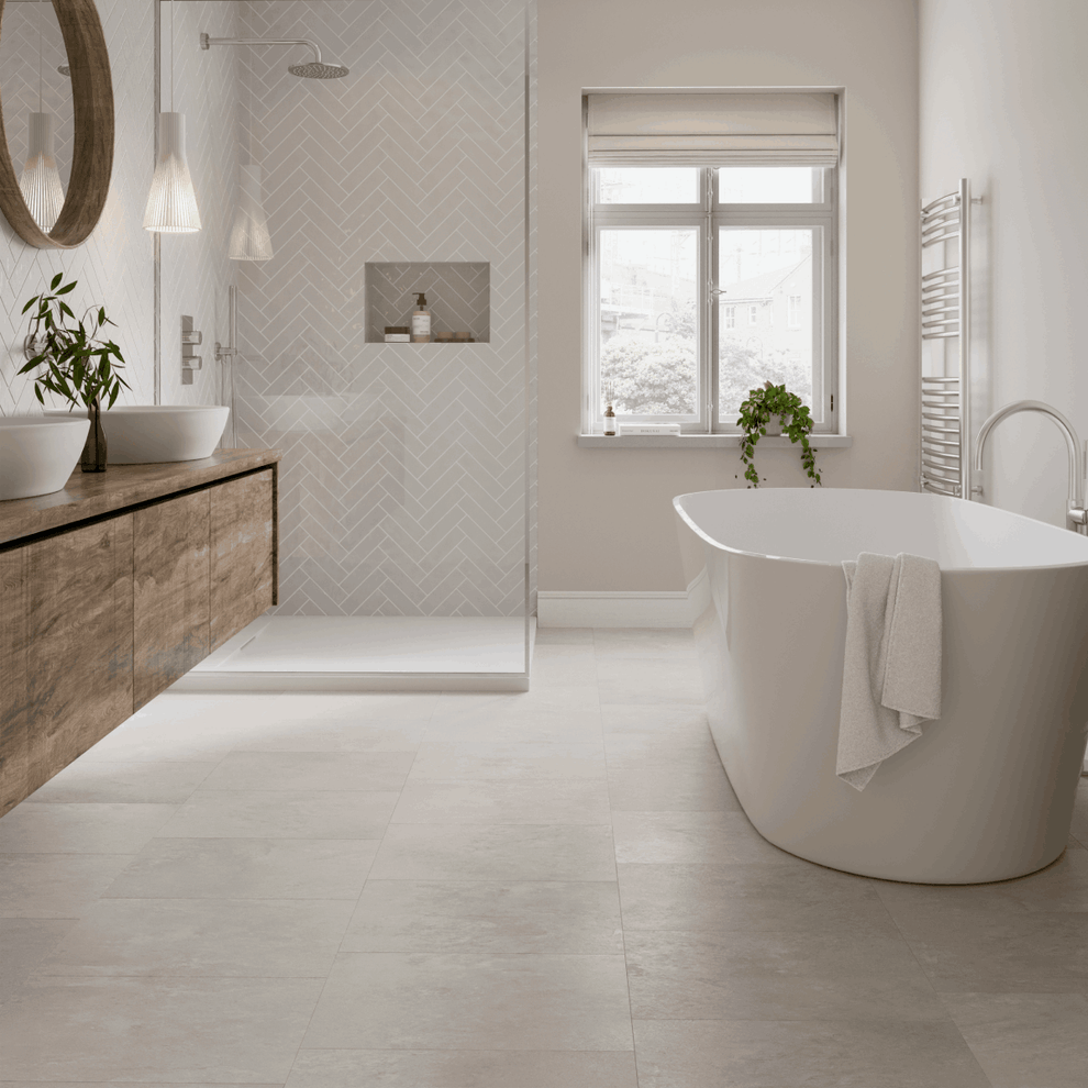 Light Stone Luxury Vinyl Tile (LVT) Click Flooring - Neutral Stone ...